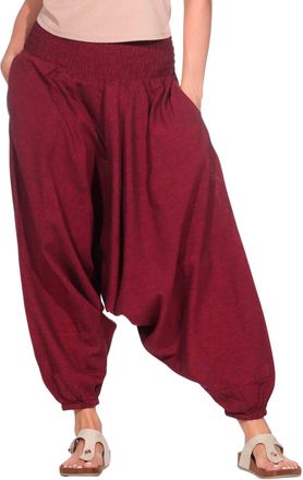 Kunst und Magie Unisex Orientalische Haremshose Pluderhose Pumphose, Gr&ouml;&szlig;e: Einheitsgr&ouml;&szlig;e, Farbe:Bordeaux