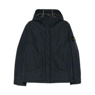 Stone Island Kapuzenjacke mit Patch-Detail - - Jackets - Herren - Blau - L
