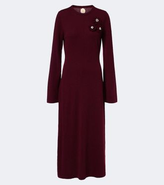 Jardin Des Orangers Robe pull en laine et cachemire &agrave; appliqu&eacute;s floraux