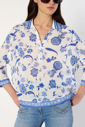 Gerard Darel Blouse imprim&eacute;e &agrave; col chemise - Ecru