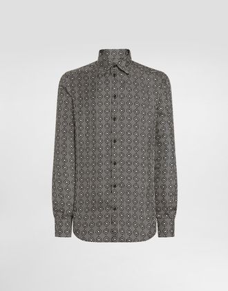 Dolce & Gabbana Hemd Martini Aus Bedrucktem Seidentwill - Mann Hemden Drucken 40