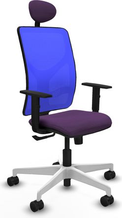 Piqueras y Crespo B&uuml;rostuhl, ideal zum Arbeiten, mit 1D-Armen, h&ouml;henverstellbare Lendenwirbelst&uuml;tze und festes Kopfteil, ausgestattet mit 3 Positionen, Blau/Violett