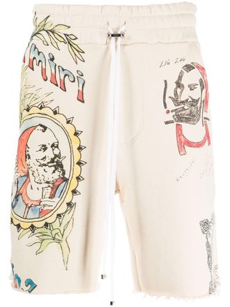 Amiri short de bain &agrave; motif zigzag - Tons neutres