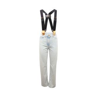 Elisabetta Franchi Pj-97I-52E2 Bretelle Pantalons - Femme - Jeans - Bleu - Taille: W26