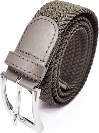 Glamexx24 Unisex Elastischer Stoffgürtel Geflochtener Stretchgürtel Dehnbarer Gürtel für Damen und Herren, 115cm, Khaki