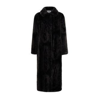 Silvian Heach Langer schwarzer Mantel aus Kunstpelz - - Coats - Damen - Braun - S