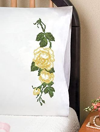 Designworks Ink Design Works Crafts T232232 Gelbe Rose Geprägt für bestickte Kissenbezüge