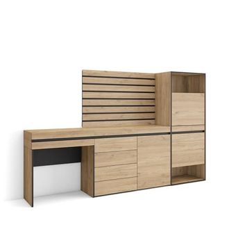 Skraut Home | Schuhregal, Schuhschrank | Schuhaufbewahrung | 237x145x35 cm | F&uuml;r Schlafzimmer, Zimmer | Kommode mit Schubladen | Lamellenwand Holz | Schminktisch 