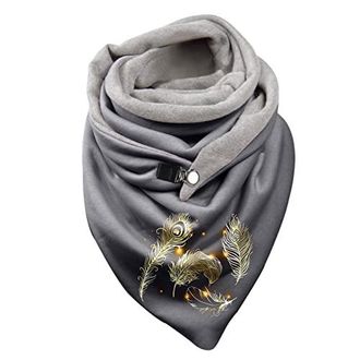 Generic rtdgcv &Eacute;charpe dhiver chaude en polaire pour femme - Impression plumes - Double couture - Triangle Boucle - &Eacute;charpe &agrave; rouleau, c, taille unique