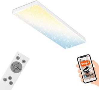 Briloner LED Deckenlampe flach Smart Home, funktioniert mit Alexa, Fernbedienung, Lampe, Deckenleuchte, LED Panel, Wohnzimmerlampe, Schlafzimmerlampe, 100x25x7