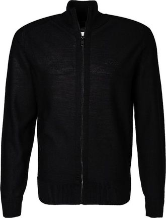 Boss Orange by Hugo Boss BOSS Orange Herren Cardigan schwarz Schurwolle unifarben