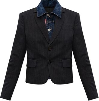 Dsquared2 Femme, Vestes, Noir, Taille: 34 FR Blazer Confectionn&eacute; dans un Assemblage de Tissus