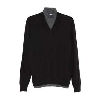 Paolo Pecora Wollpullover mit V-Ausschnitt - - Knitwear - Herren - Braun - S