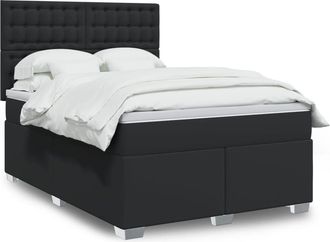 vidaXL Vidaxl - Giroletto A Molle Con Materasso Nero 140x200 Cm In Similpelle