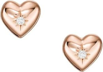 Fossil boucles doreilles en acier inoxydable ou semi-précieux pour femmes avec fermeture à laide dun mousqueton