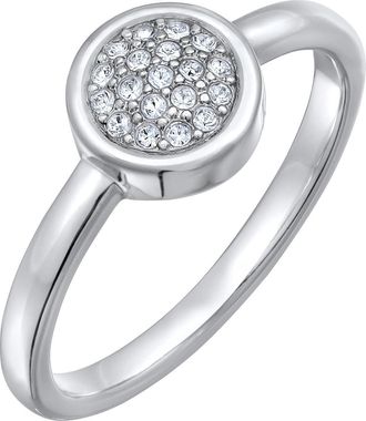Elli Ring Damen Solitär Rund Silberfarben mit Kristallen