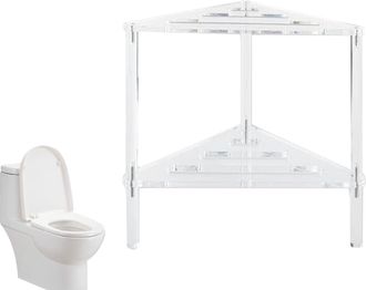 Generic Duschfußruhe - Solid Acryl Eckbank, zweischichtiger transparentes Badregal, robuster Hochleistungs -Sockelhocker | Entspannung Badezimmerorganisator f