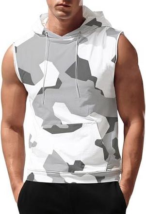 Generic Sweat &agrave; capuche sans manches pour homme, camouflage sans manches, fitness, sweat &agrave; capuche, gilet dentra&icirc;nement, sweat &agrave; capuche, sport, t-shirt muscu