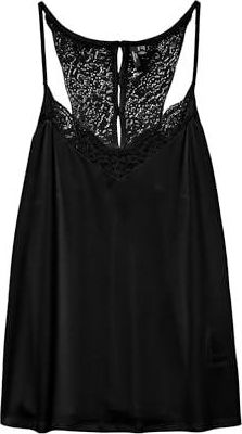 Vero Moda Curve T-Shirt Vmana S/L en Dentelle GA Curve pour Femme, Noir, 48/50 FR