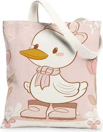 Generic Sacs fourre-tout en toile de canard mignons, motif floral, sacs d&eacute;picerie r&eacute;utilisables, sacs d&eacute;picerie l&eacute;gers, lavables en toile pour lext&eacute;rieur, p&ecirc;c