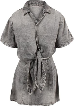Diesel Femme, Robes, Gris, Taille: 38 FR Robe chemise avec d&eacute;coupe &agrave; la taille et lien