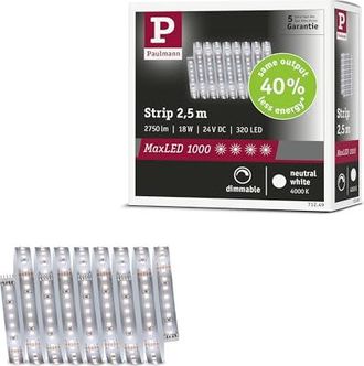 Paulmann 71249 MaxLED 1000 LED Strip Neutralwei&szlig; Einzelstripe 2,5m 18W 1100lm/m 128 LEDs/m 4000K