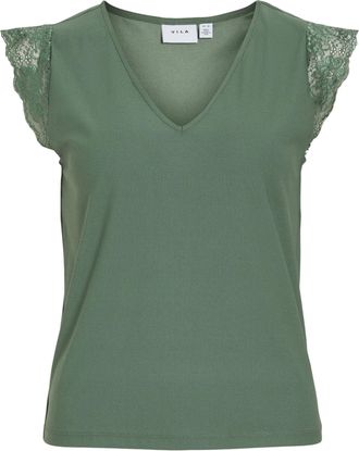 Vila Female Oberteil mit angeschnittenen &Auml;rmeln VITRAV V-Ausschnitt