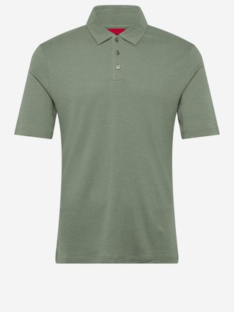 HUGO BOSS Mens Polo Shirt Linen-Blend Light Green Cly T-shirts And Polos