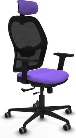 Piqueras y Crespo Ergonomischer Stuhl f&uuml;r die Arbeit zu Hause mit 2D-Armen, h&ouml;henverstellbare Lendenwirbelst&uuml;tze und h&ouml;henverstellbares Kopfteil, Schwarz / Lila