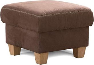 Cavadore Cavadore Hocker Wisconsin / Sofa-Hocker, Sitzhocker, bzw. Fußbank mit Stauraum im Landhausstil / Holzfüße in Buche / Mikrofaser in Lederoptik / Größe: