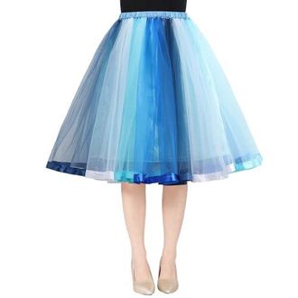 Generic Jupe Tulle Femme Tutu Jupe Jupes Femme Arc-en-Ciel Mi-Longue - Boh&egrave;me Fluide en Tulle A-Line pour &Eacute;t&eacute;, Plage Ou &Eacute;v&eacute;nements Festifs