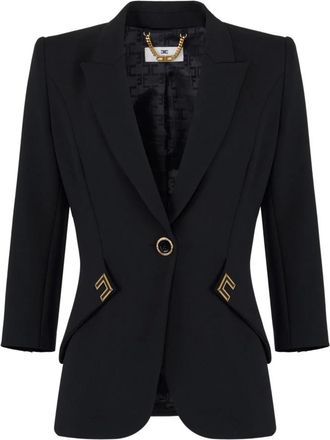 Elisabetta Franchi Femme, Vestes, Noir, Taille: 42 FR Veste Stretch Double Cr&ecirc;pe