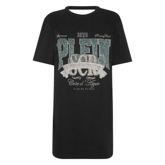 Philipp Plein Femme, Robes, Noir, Taille: 42 FR T-shirt Robe Courte Strass