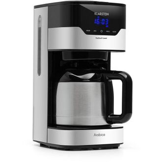 Klarstein Klarstein - Cafeti&egrave;re &eacute;lectrique 1,2L en acier inoxydable - 800W - Carafe thermique pour caf&eacute; chaud et glac&eacute; - &Eacute;cran LCD avec minuterie automatique