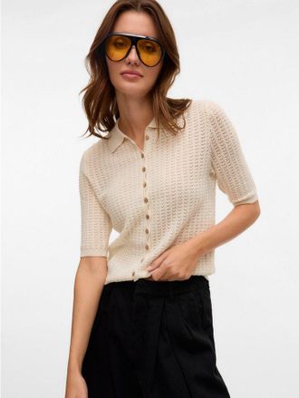 Vero Moda Strickjacke VMPANAMA 2/4 KNIT CARDIGAN VMA NOOS mit halbem Arm und Strickkragen