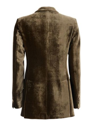 P.A.R.O.S.H. Womens Double-Breasted Velvet Blazer, Brown Viscose Blazers Jacket