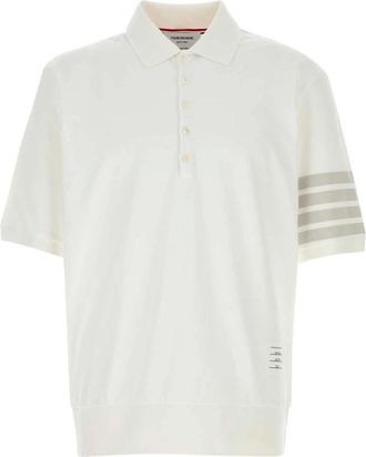 Thom Browne Homme, Tops, Blanc, Taille: M Polo 4-Bar en jersey surteint
