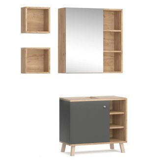 Vicco Badm&ouml;bel-Set Anthrazit Senyo, bestehend aus Bad Spiegelschrank, Waschbeckenunterschrank, Badezimmerregal - Zeitloses Design passend zu jedem Einrichtu