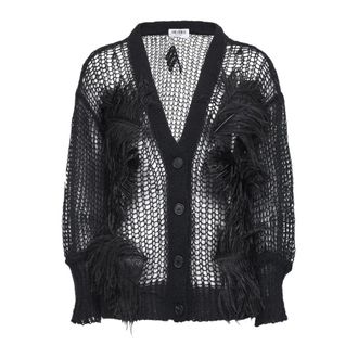 The Attico Federverzierter Cardigan - - Knitwear - Damen - Schwarzk - S