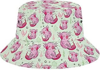 Generic Axolotl Vert Mignon Chapeaux De Visière Léger Bob Chapeau Respirant Pêcheur Cap pour Été Plage Sports
