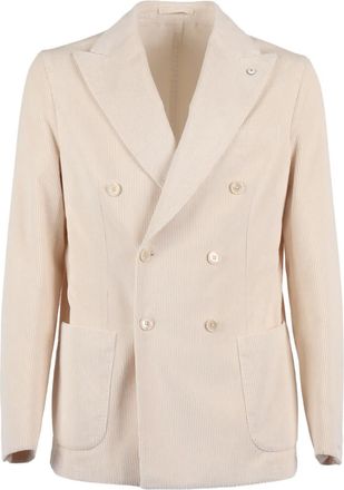 L.B.M. 1911 double-breasted corduroy blazer - Nude