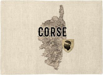 Fabulous Tischset aus Leinen - Korsika Département Ile France Bastia Karte altes seltenes - Großes Format 40 x 28,5 cm