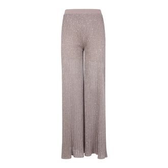 D.exterior Glitzerstrick-Hose mit weitem Bein - - Trousers - Damen - Braun - S
