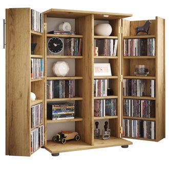 VCM Holz CD DVD Stand Regal/Schrank | platzsparender CD Schrank mit 2 abschlie&szlig;baren T&uuml;ren f&uuml;r 600 CDs oder 260 DVDs oder 144-Videos | Ma&szlig;e: H. 93 x B. 60