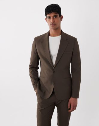 Asos Veste de costume ajust&eacute;e - Marron fonc&eacute;-Brown