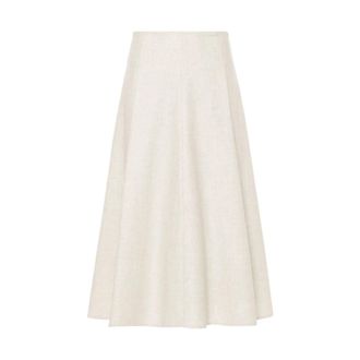 Brunello Cucinelli Elfenbeinfarbener A-Linien-Rock aus Wolle und Kaschmir - - Skirts - Damen - Beige - S