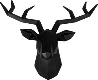 Baoblaze Milageto Harz Skulptur Tier Statue Figuren Wandhalterung Hintergrund Wand Handwerk Kreative Kunst Geweih Statuette f&uuml;r Bar Geschenk Dekoration, Schwar