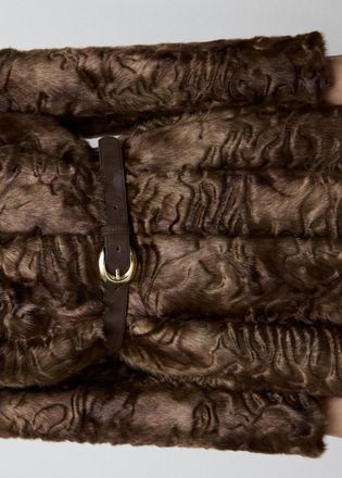 Mango Ceinture cuir boucle ovale chocolat - Femme - XL - MANGO