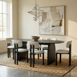 IDIMEX Essgruppe MALA/Franca mit Tisch und 6 St&uuml;hlen, Schwarz/Wei&szlig;- Esstisch oval 180 x 90 cm, robuste MDF Tischplatte, Esszimmerm&ouml;bel Set, St&uuml;hle mit Stoffb