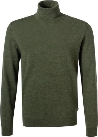 Olymp Herren Rollkragenpullover grün Merinowolle unifarben